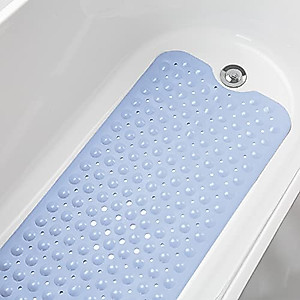 AmazerBath Baby Blue Bathtub Mat Non Slip Bath Mat for Tub, 40 x 16 Inches Bath & Shower Safety Mats with Suction Cups and Drain Holes, Extra Large Shower Mat