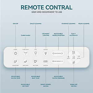 YOURLITE Bidet Toilet Seat, Elongated Toilet Seat Warm Water, Heated Seat Bidet with Remote Control,Self-cleaning Nozzle Temperature Adjustable LED Light, Need Electricity, Black
