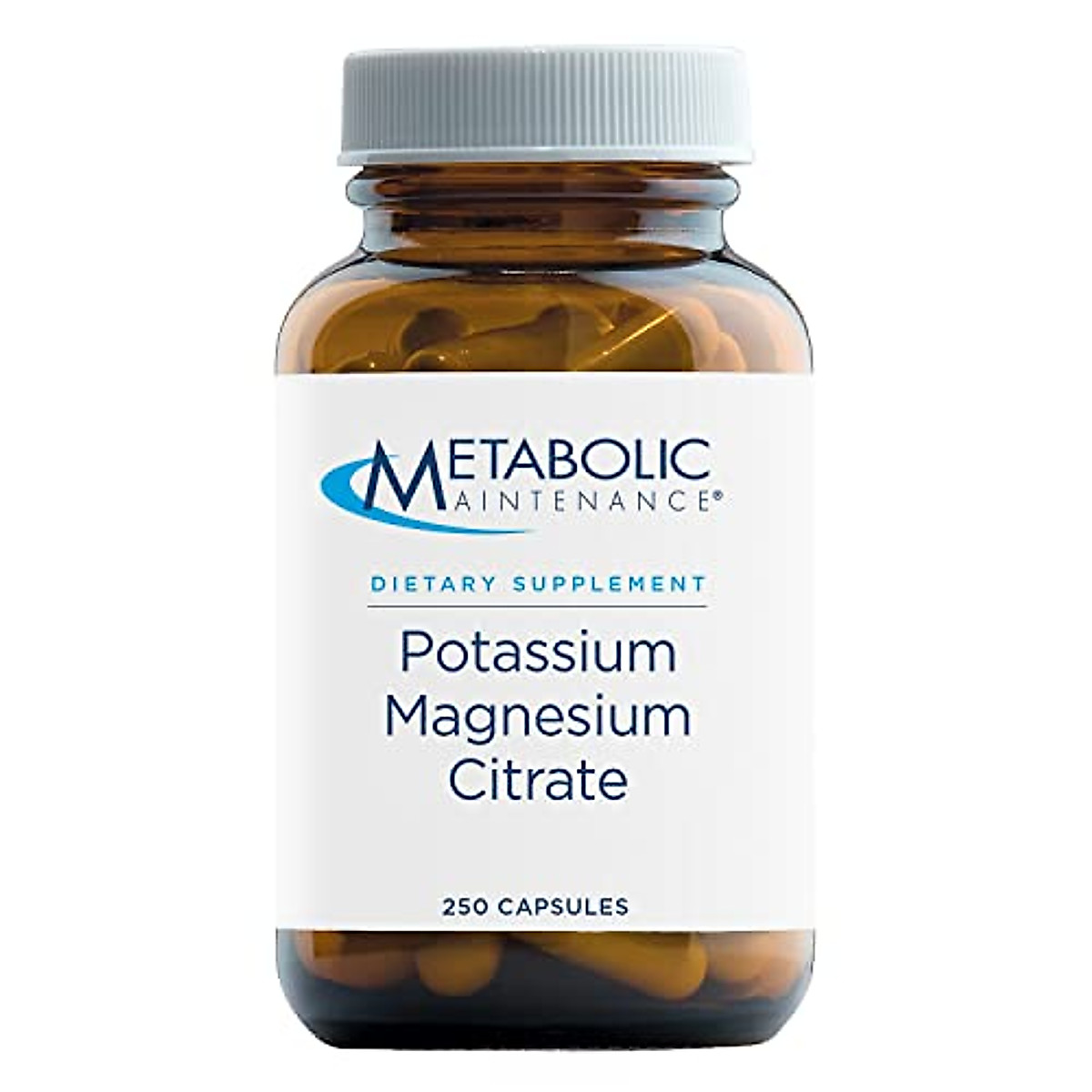 Metabolic Maintenance Potassium Magnesium Citrate - Highly Bioavailable Mineral Supplements - Supports Cardiovascular, Nerve + Bone Health - No Fillers (250 Capsules)