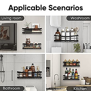 FRWUYU Shower Caddy,adhesive shower shelves Bathroom Shower Organizer Large capacity,[4-Pack],Shower Shelf for Inside Shower Rack,bathroom shower shelves,Matte Black