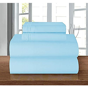 Elegant Comfort Luxury 1500 Thread Count Egyptian Quality Microfiber 4-Piece Premium Hotel Sheet Set-Wrinkle Resistant, All Around Elastic Fitted Sheet, Deep Pocket up to 16", Twin/Twin XL, Aqua