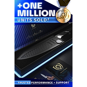 Dalstrong Chef Knife - 8.5 inch - Quantum 1 Series - Ultra-Sharp - American Forged BD1N-VX Hyper Steel - Carbon Fibre G10 Hybrid Handle - Premium Kitchen Knife - Leather Sheath