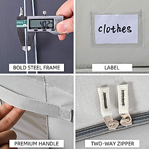 FHSQX Clothes Storage Bins,Foldable Clothing Storage Box,Stackable Steel Frame Oxford Fabric Organizer with Clear Window & Carry Handles (Beige, (15.7 * 12 * 8) x2)