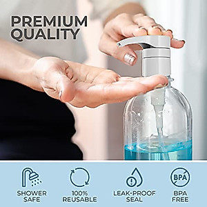 2 White Replacement Pumps for 1 Liter (33.8oz) Bottles, Shampoo and Conditioner with Extra Long Tube (Easy to Cut - to Fit Shorter Bottles)