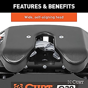 CURT 16636 Q20 5th Wheel Slider Hitch with Base Rails for Short Bed Trucks, Carbide Black, 20,000 lbs