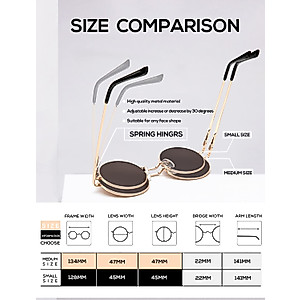 KALIYADI Round Polarized Sunglasses for Men Women Retro Metal Hippie Circle Style Sun Glasses UV Protection (2 Pack) 45mm