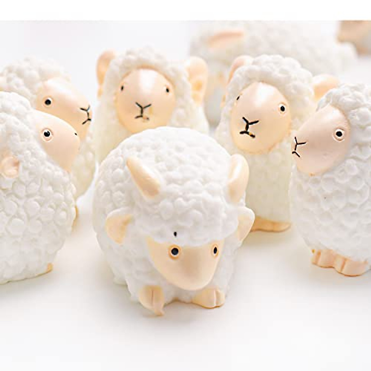 20PCS Miniature Sheep Figurines Sheep Cake Topper White Sheep Model Mini Animal Model for Flower Pot Fairy Garden Decoration