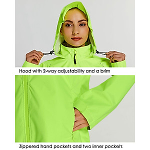 Willit Women's Cycling Running Jackets Rain Windproof Jackets Lightweight Windbreaker Bike Hiking Jacket Packable Hooded Fluorescent Yellow L