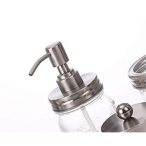 AINEKUI Mason Jar Bathroom Accessories Set 4 Pcs, Lotion Soap Dispenser, Toothbrush Holder, 2 Cotton Swab Jars, Suitable for Home Decoration in Bathroom and Kitchen