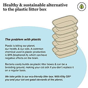 Kitty Sift (6-Pack) Disposable Cat Litter Box, Sustainable, Clean - Large, 6-Pack