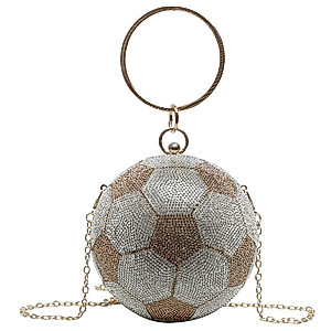 Evening Bag for Women Round Soccer Ball Football Shaped Purse Crossbody Dazzling Handle
