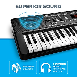 Alesis Melody 54-54-Key Electric Piano Keyboard with Speakers, Microphone, Music Rest + Numark HF125 - On-Ear Headphones with 6ft Cable
