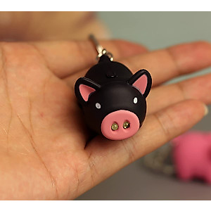 YYaaloa 3pcs Piggy Design Keychains Led Keychains Flashlight Sound Rings Creative Kids Toys Pig Cartoon Sound Light Key chains with key rings