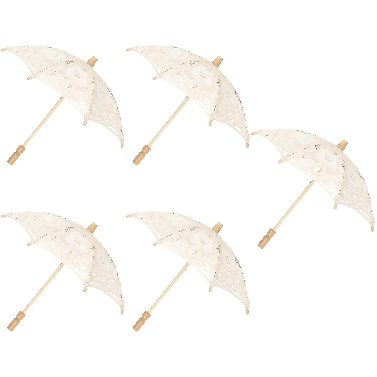 5pcs Girls Floral Photo Photography Cloth Umbrellas Decorative Flower Layout Lace Small Parasols Accessories Bride Girl Embroidery Umbrella Children Decoration Lady