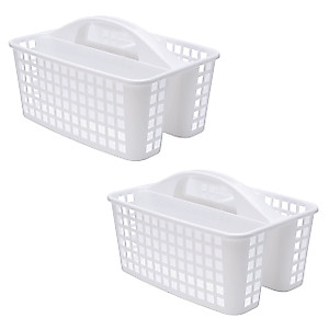 Simplify 2 Pack Utility Caddy | Dimensions: 12"x 9.2"x 7.5" | 3 Compartments | Great for Home | Dorm | 3 Compartments | Home Organization | White