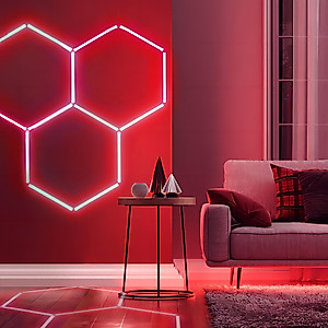 ALL4DETAIL RGB LED Hexagon Lights, Remote Dimmable Hexagon Garage Light with 358 Color Modes, LED Ceiling Light Hexagon for Gaming Room, Party, Gym, Bar