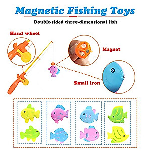 Bath Toys , Shark Grabber Bathub Baby Toy Magnetic Fishing Games Playing Set , Floating Fish Toys in Bathtub Bathroom Pool for Babies Toddlers and Kids Age 3+ (Blue)