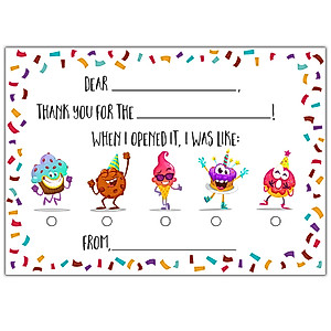 Kids Fill in the Blank Thank You Postcards - 25 Card Set - Fun Gender Neutral Thank You Notes For Boys or Girls