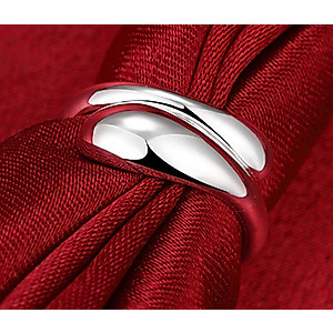 925 Sterling Silver Handmade Ring Adjustable Open Rings for Women and Men, Cross Heart Wedding Band Zircon Promise Ring Valentine's Day Gifts (Water Drop)