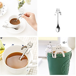 YJYdada 1 Piece Cute Cat Spoon Long Handle Spoons Flatware Drinking Tools Kitchen Gadget