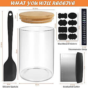 Kmise Sourdough Starter Jar, 34 Oz DIY Pro Glass Sourdough Starter Jar Kit With Thermometer, Silicone Spatula, Blackboard Stickers and Cutter