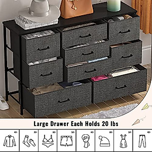 Furnulem Wide Dresser with 9 Large Drawers for 55'' Long TV Stand and 2 Nightstands with 3 Drawers, Small Dresser with Storage Shelf