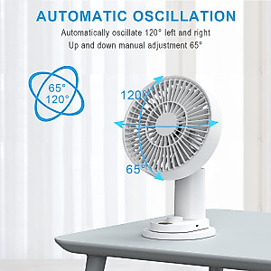 Portable Rechargeable Clip on Fan with Remote, Camping Fan Auto Oscillating Quiet USB Desk Fan 6 Inch Battery Operated Personal Fan Strong Airflow Ideal for Golf Cart Gym Camping Travel Home Office
