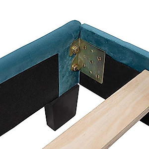 Livavege Queen Bed Frame with Classic Velvet Headboard, Comfortable and Elegant Upholstered Platform Bed Frame Queen Size w/Wooden Slats Support for Kids/Teens/Adults, Heavy Duty Feet, Noise-Free