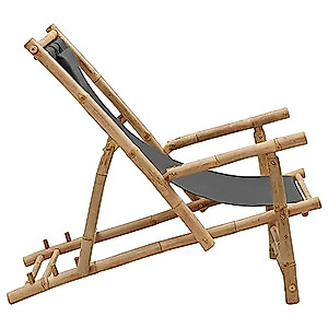 NusGear Deck Chair Bamboo and Canvas Dark Gray-7477