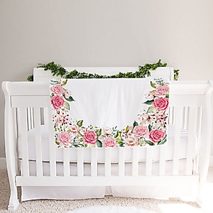 Yokakio Baby Monthly Milestone Blanket Girl, Milestone Blanket for Baby Girl, Track Growth and Age, Newborn Shower Gifts for Mom, Includes Floral Wreath & Pink Bow Headband, 60" X 40"
