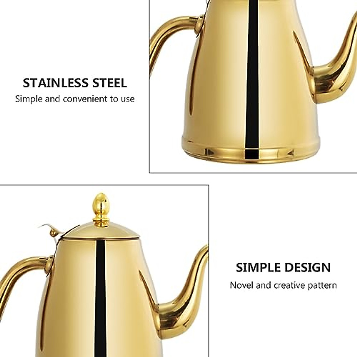 Luxshiny Stainless Steel Tea Pot Stove Top Gooseneck Kettle Pour Over Coffee Kettle Hot Water Heater Boiler Olive Oil Dispenser Olive Oil Dispenser for Loose Leaf 1.5L