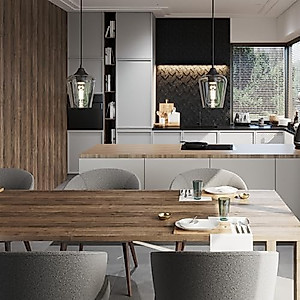 VONLUCE Black Pendant Light for Kitchen Island, Pendant Light Fixture w/Hanging Cord for Bedroom & Hallway, Kitchen Pendant Lighting Over Island with Clear Glass Shade