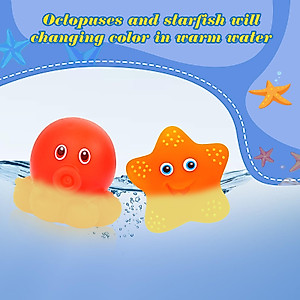 Mold Free Baby Bath Toys for Kids Ages 1-3,No Hole Ocean Animal Bathtub Toys for Infant 6-12-18 Months, Tub Toys Toddlers 2-4 Year Old Boys Girls(6 Pcs with Storage Bag)