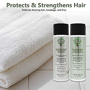 MOUNTAIN TOP Biotin Herbal Thickening Shampoo & Conditioner Set (2 x 8oz) with Argan Oil, Pumpkin Seed Oil, Red Korean Seaweed, Saw Palmetto, Tea Tree Oil & Willow Bark, Sulfate Free, All Hair Types