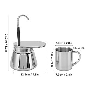 Tissting Single Spout Stovetop Moka Pot Stainless Steel Stovetop Single Spout Espresso Maker Mini Stovetop Espresso Percolator Italian Type Espresso Cup Coffee Maker Use on Stove at Home or Camping