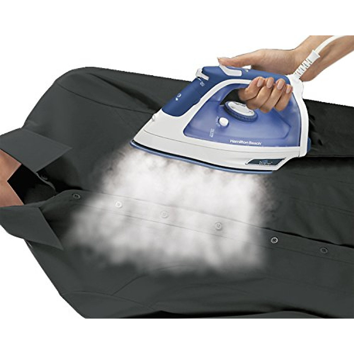 Hamilton Beach Steam Iron with 3-Way Auto Shutoff & Durathon Soleplate (19800),Blue and White,Full Size