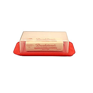 Butter Dish With Cover and Handles Fits Both Elgin East Coast and West Coast Bars of Butter (Red)