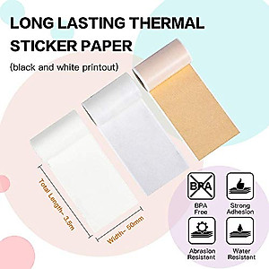 Phomemo M02 Mini Bluetooth Thermal Pocket Printer (Pink) with 3 Rolls Adhesive White/Gold/Silver Glitter Sticker Paper, Compatible with iOS + Android for Plan Journal, Study Notes, DIY, Work, Gift