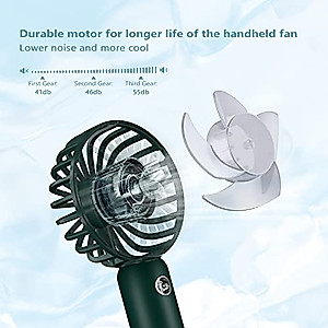 CIVPOWER Mini Handheld Fan, Portable USB Rechargeable Fan, Battery Operated Small Pocket Fan, 3 Speeds Adjustable, for Home Office Indoor Outdoor Travelling, Dark Green