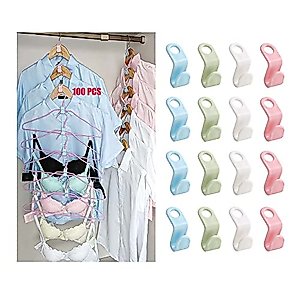 YIXINJIAJU Clothes Hanger Connector Hooks 100Pieces, Thicken, Load 30 Pounds, Used in Closet Space Savers and Organizer Closets