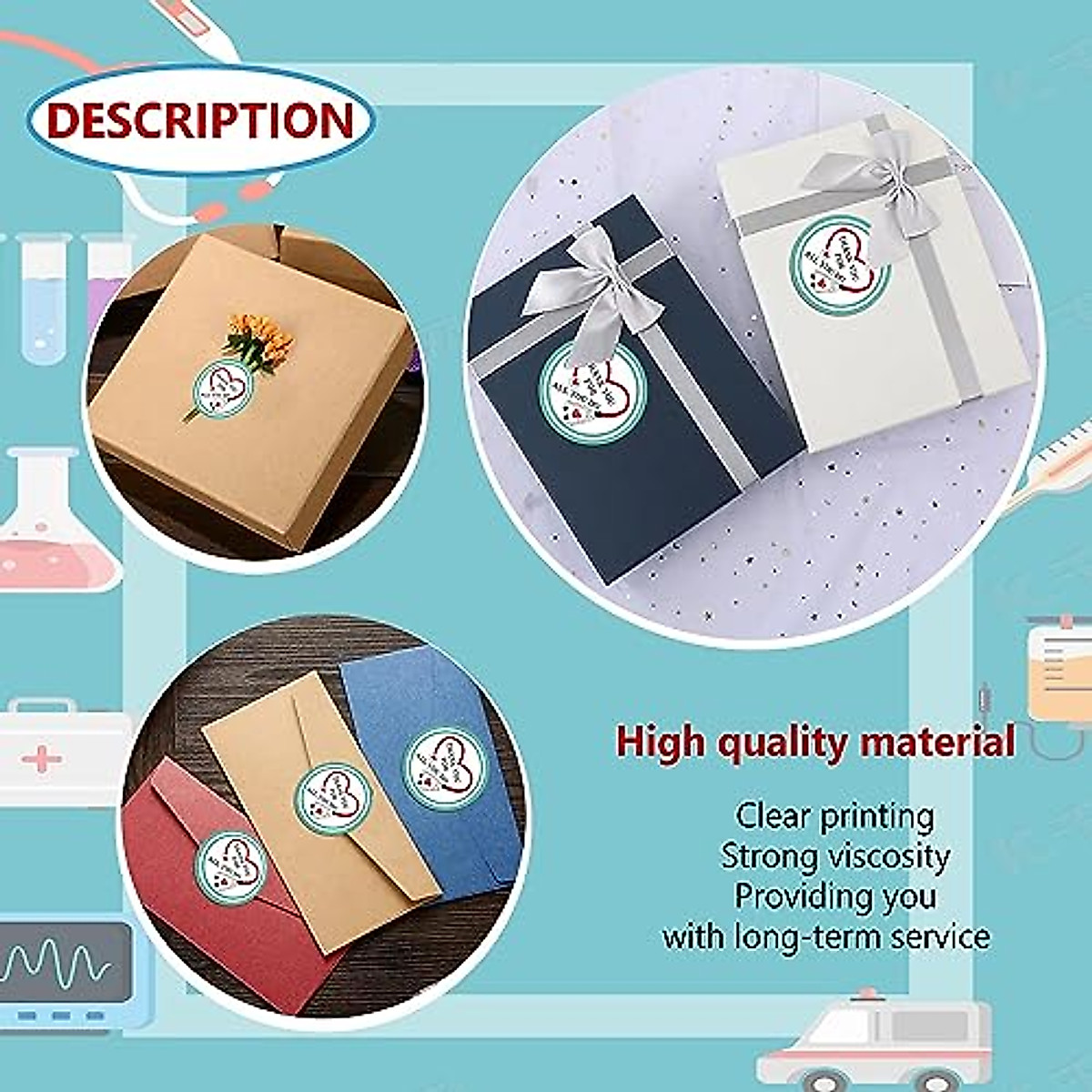 500 Healthcare Workers Thank You Stickers Thank You for All You Do for Us Labels 1.5" Nurse Essential Workers Appreciation Themed Sticker for Doctors Cards, Envelopes,Package Sealing