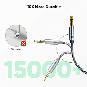 oldboytech 2 Pack AUX Cord, 3.5mm Audio Cable [4ft/1.2M, Hi-Fi Sound] Nylon Braided AUX Auxiliary Cable for Car Compatible with Stereos, Speaker, iPod iPad, Headphones and More(Grey)