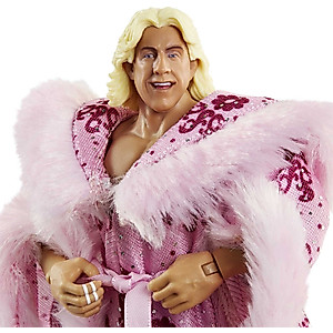 WWE MATTEL Ultimate Edition Ric Flair Action Figure, 6-in / 15.24-cm, with Interchangeable Heads, Swappable Hands & Entrance Robe for Ages 8 Years Old & Up