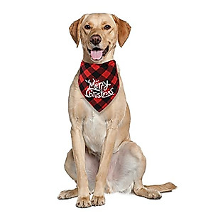 Christmas Dog Plaid Bandana Triangle Bib Set Scarf Accessories for Pet Dogs Cats