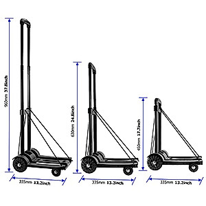 Folding Luggage Cart, 4 Wheels Portable Luggage Carrier Hand Truck with Bungee Cords and Bag, Luggage Dolly for Travel Moving and Shopping Use, 88 lbs / 40kg Load Capacity