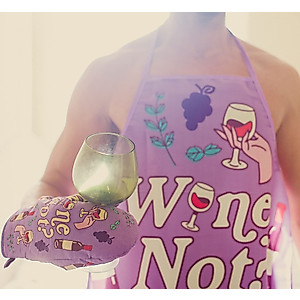 Wine Not Oven Mitt Funny Vino Wine Lover Drinking Why Not Kitchen Glove Funny Graphic Kitchenwear Funny Wine Novelty Cookware Purple Oven Mitt