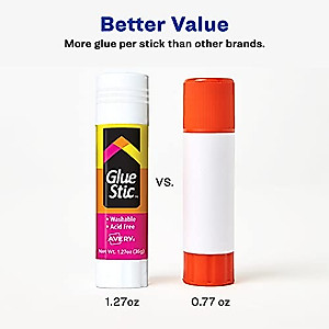 Avery Glue Stic, White, Washable, Non-Toxic, 1.27oz, 6 Glue Sticks, 2-Pack, 12 Total (10221)