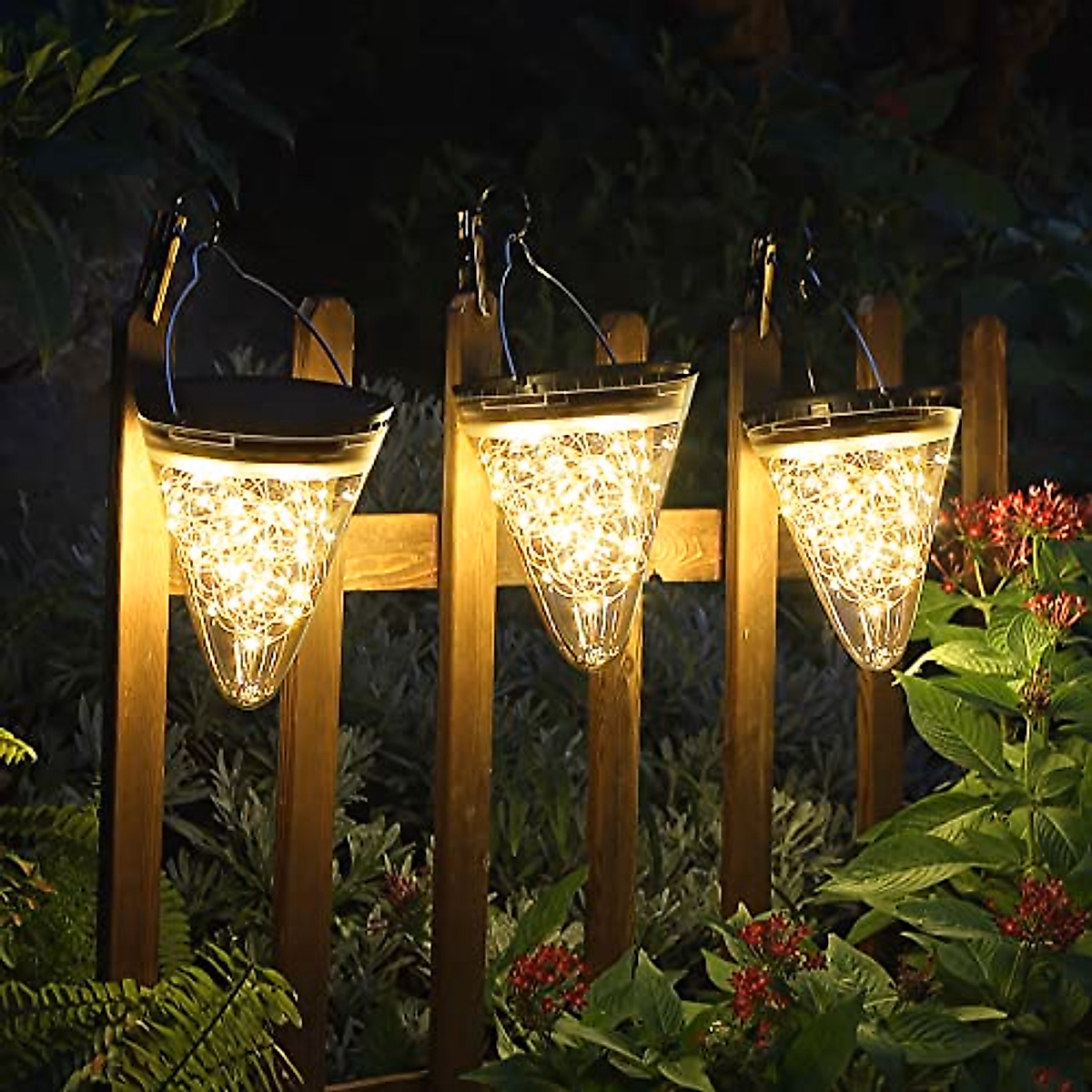 CHISROSLIN Hanging Solar Outdoor Lights Garden Decor Lighting Waterproof, Outside Decorative Solar Powered Light for Fence Patio Yard Lawn Garden Trees
