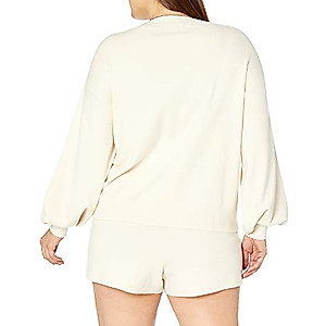 The Drop Women's Mia Bell Sleeve Deep V Neck Supersoft Sweater Whisper White , S