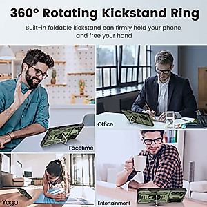 Caka for Samsung Galaxy S22 Case, Galaxy S22 Case with Camera Cover & Kickstand with Built-in 360° Rotate Ring Stand Magnetic Magnet Protective Phone Cover Case for S22 5G 6.1 Inch -Green